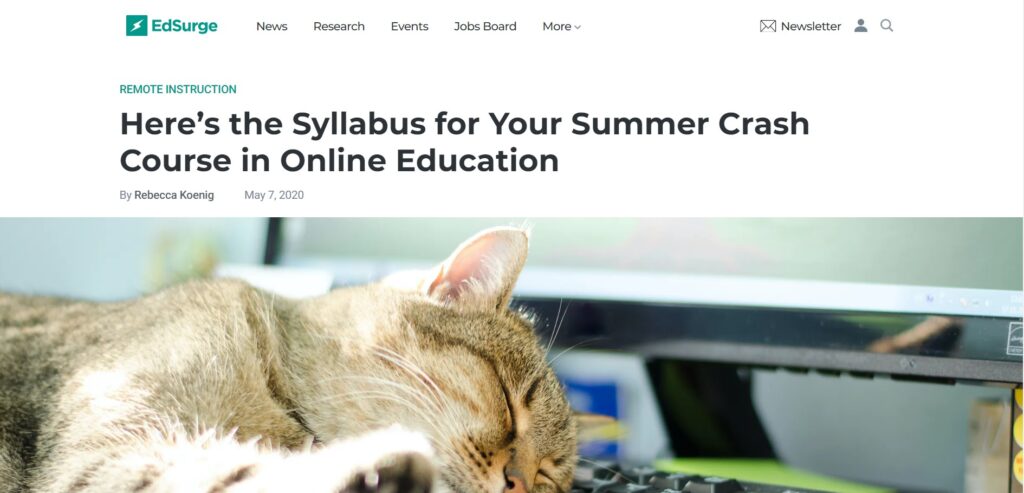 Here’s the Syllabus for Your Summer Crash Course in Online Education ...